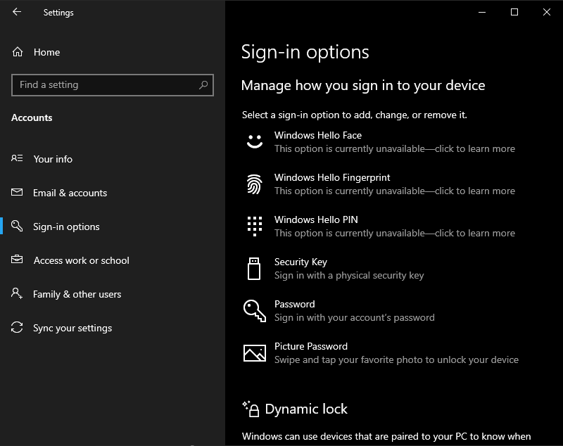 UPDATE - Windows Account Sign-In Settings - Different options # ...
